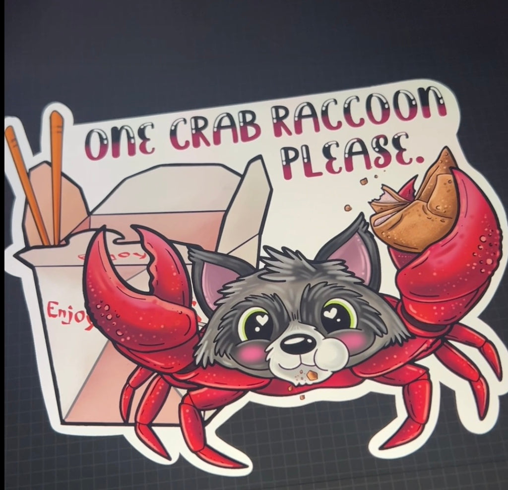 Crab Raccoon with Crab Rangoon Sticker – The Cuddle Cult