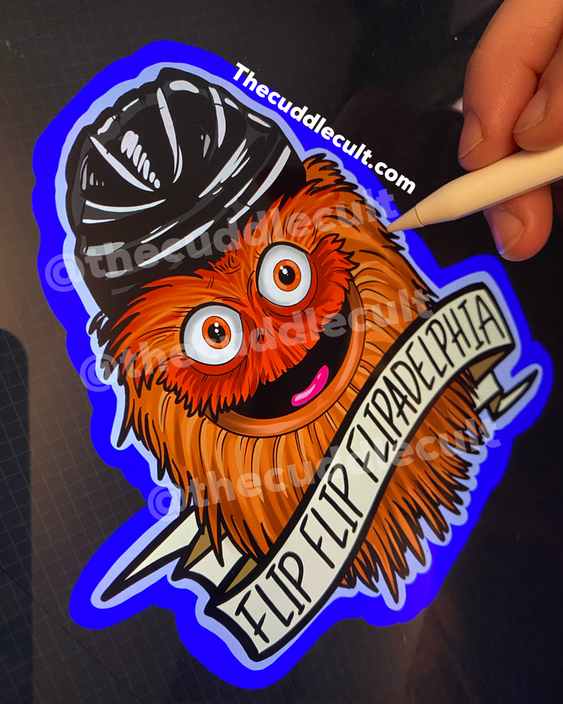 Flipadelphia Gritty tattoo art election 2020 sticker – The Cuddle Cult